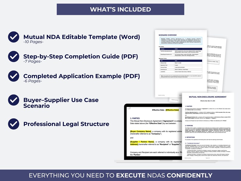 Mutual NDA Template | Non Disclosure Agreement | Supplier & Business ...