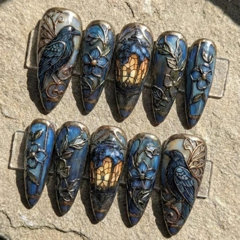 Vintage Glass Fake Nails - Etsy