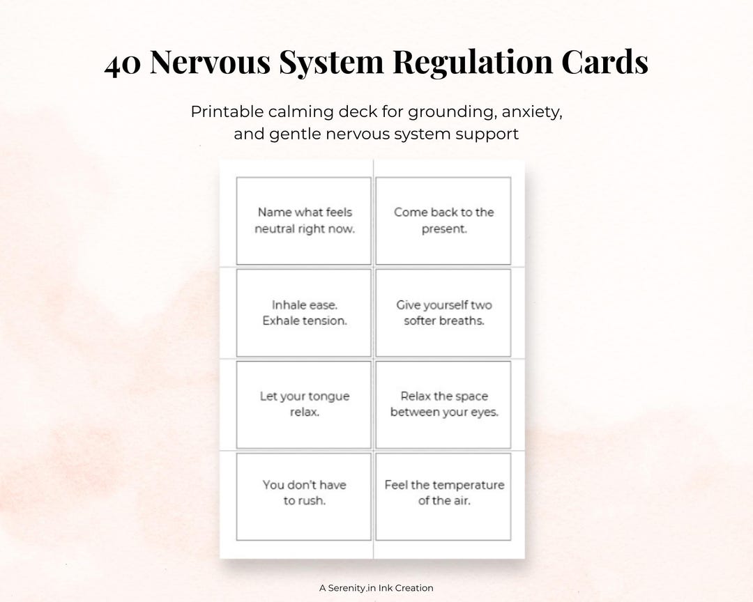 Nervous System Regulation Cards – Anxiety Relief Cards, Grounding Cards ...