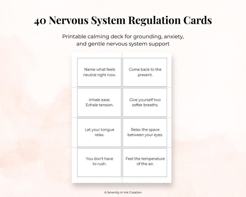 Nervous System Regulation Cards – Anxiety Relief Cards, Grounding Cards ...