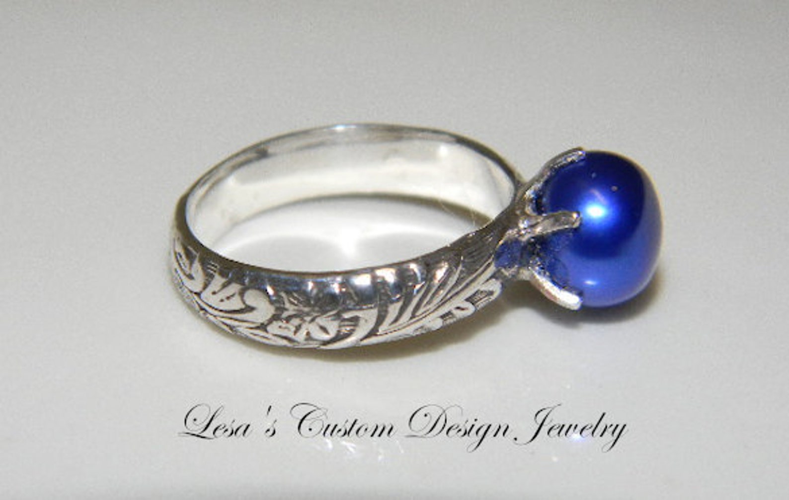 Art Deco Royal Blue Pearl Ring - Etsy
