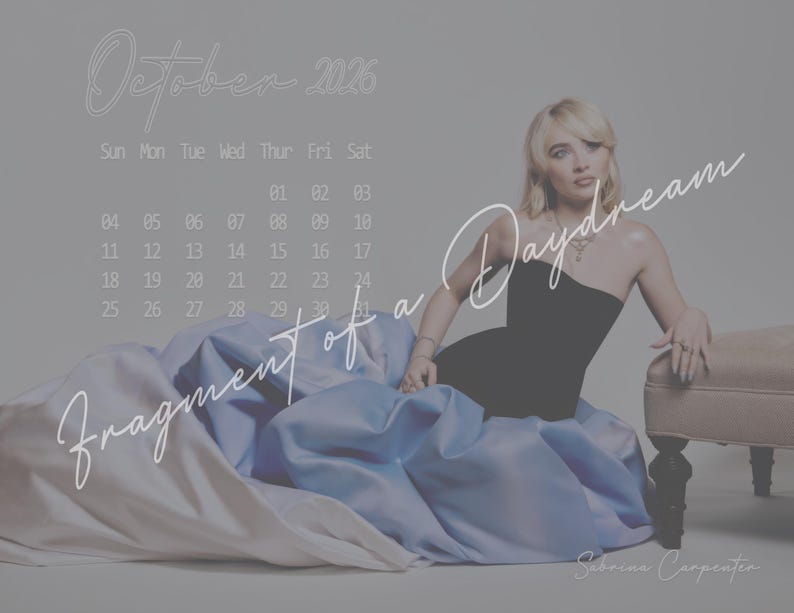 Sabrina Carpenter 2026 Digital Calendar - Etsy France