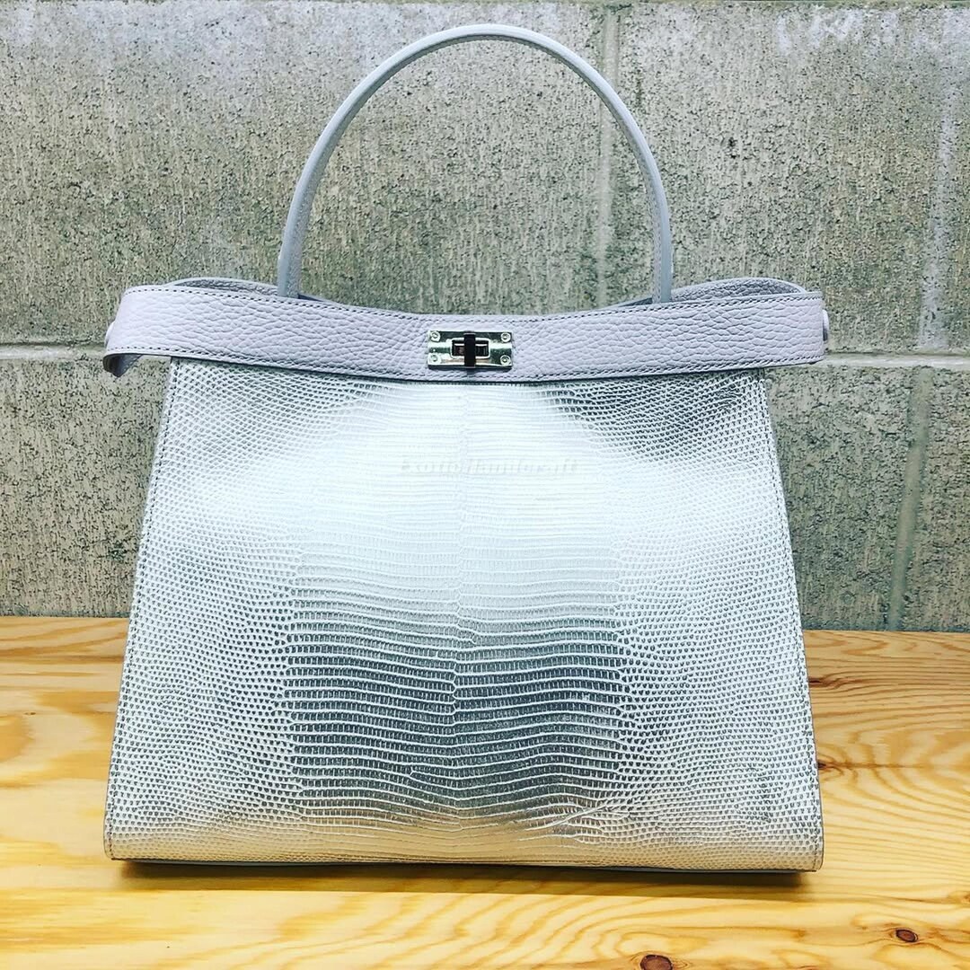 Genuine Lizard Handbag : Silver Lizard Top Handle Bag - Etsy