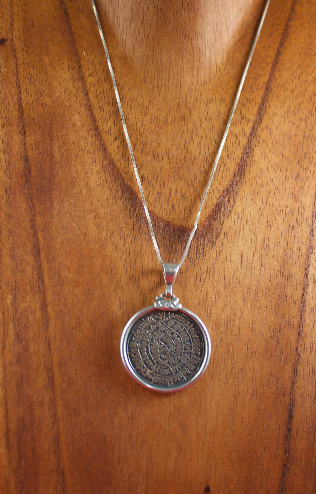 Vintage Sterling Silver Phaistos Disc Pendant: Greek Minoan Coin - Etsy