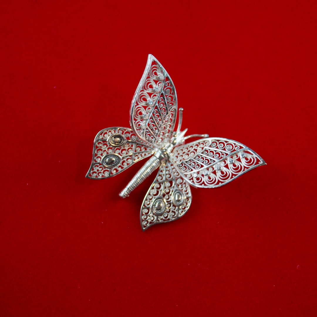 Vintage Vanlou Germany Filigree Sterling Silver Articulating Butterfly ...