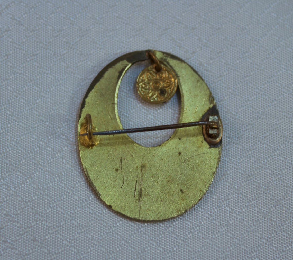 Vintage Japanese Export Art Deco Enameled Brass Brooch With - Etsy