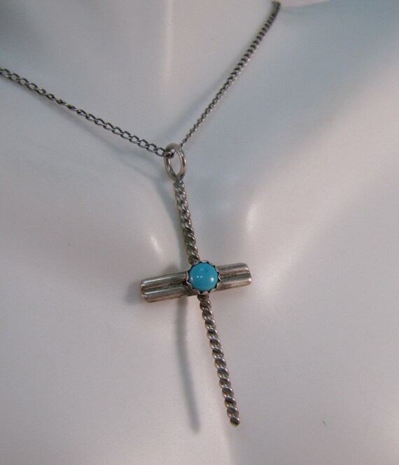 Southwestern Sterling Cross With Turquoise Center | Etsy
