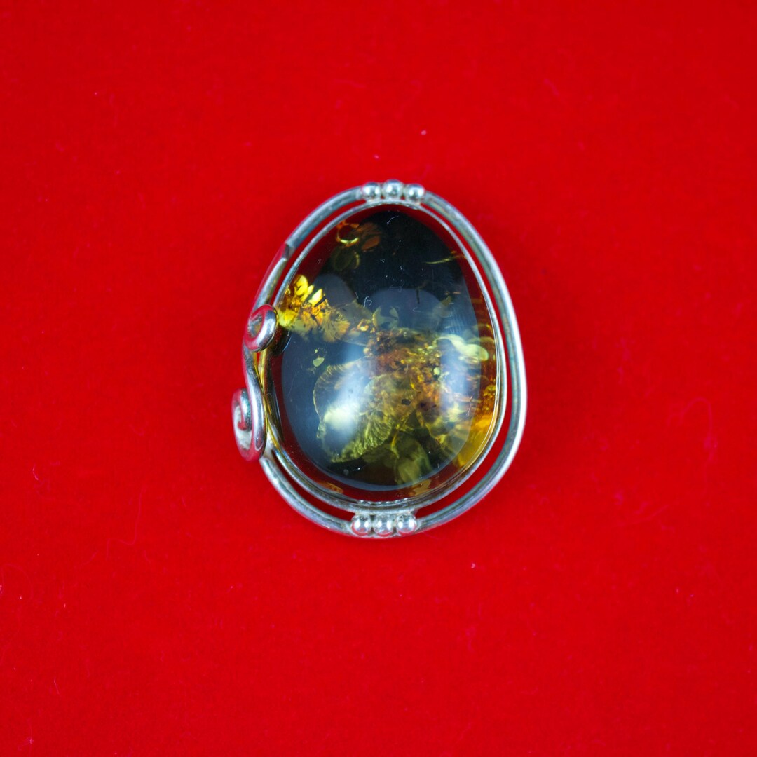 Vintage Art Nouveau Baltic Black and Yellow Amber Brooch or Pendant - Etsy
