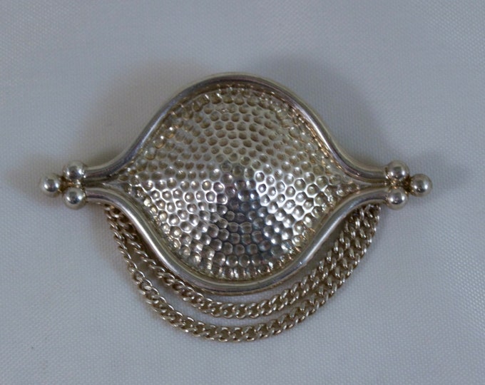 Modernist Peter Brams Brutalist Inspired Hammered Sterling Chatelaine ...