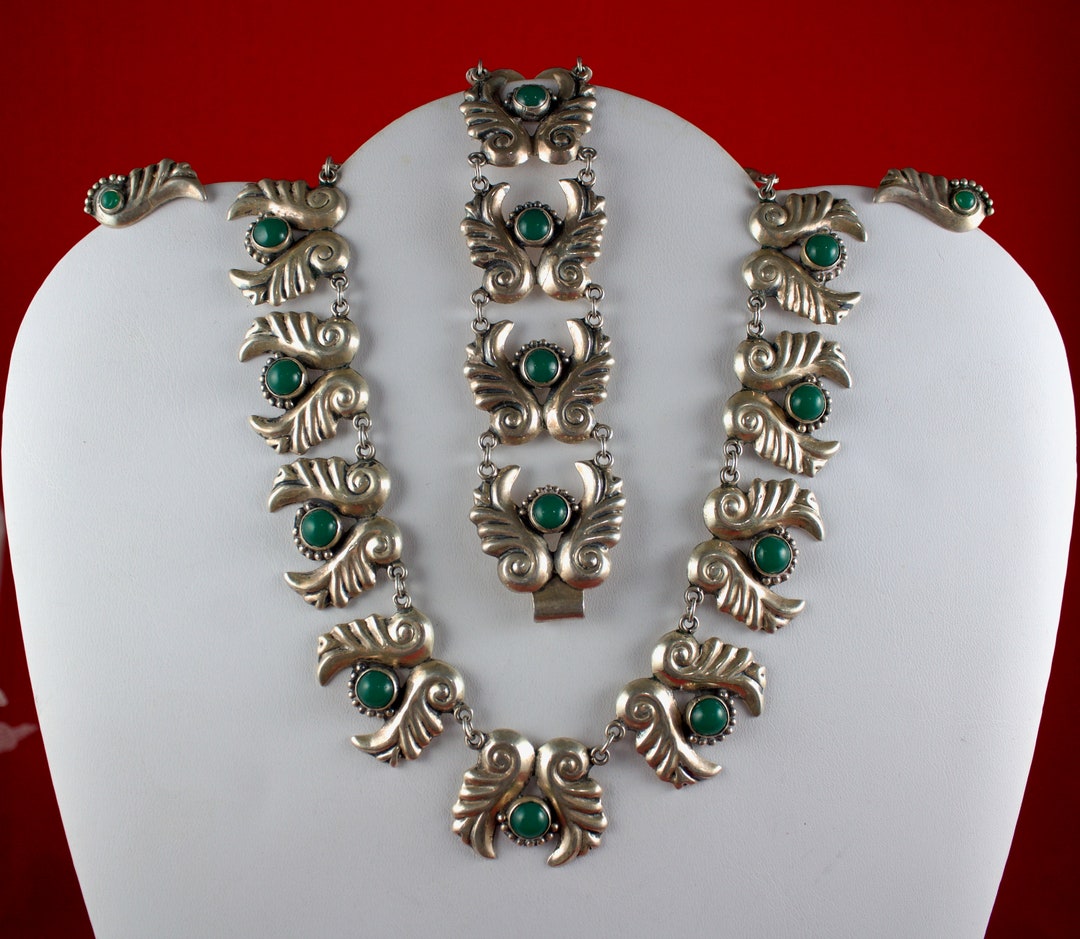 1950's Mid Century Mexico Sterling Silver Fern Necklace, Bracelet ...