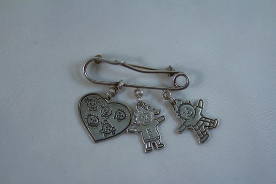 Vintage Sterling Save the Children Safety Pin Brooch … - Gem