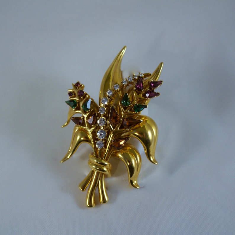 Rare Vintage Carolee Rhinestone Wheat Spray Brooch - Etsy