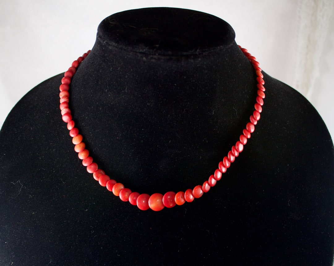 Vintage Graduated Red Coral Coins With 14kt Gold Hook Clasp - Etsy