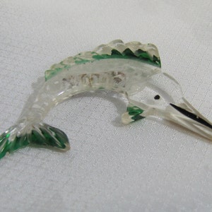 Rare 1950's Hand Carved and Painted Clear Lucite Marlin Fish Pin - Etsy