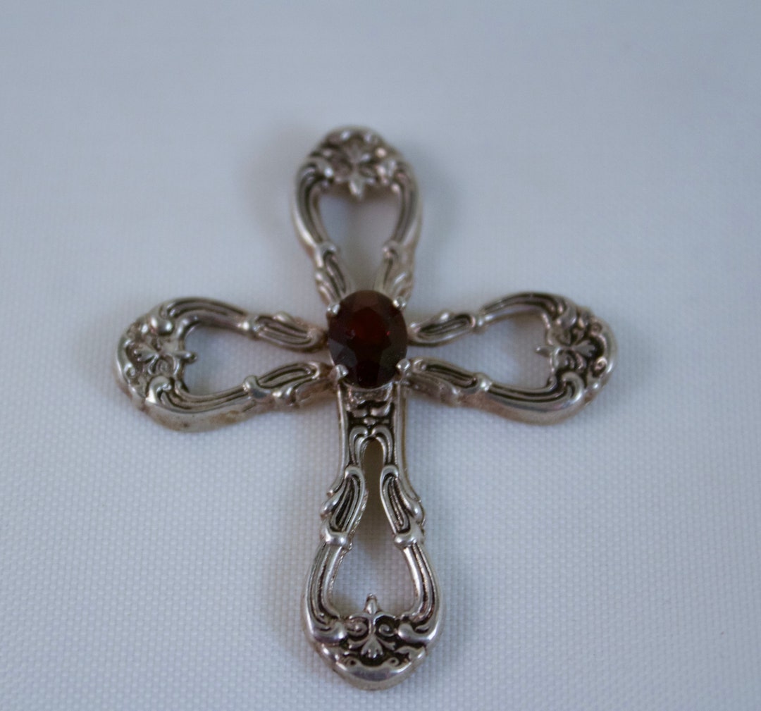 Vintage Gorham Sterling Victorian Reproduction Cross With Natural ...