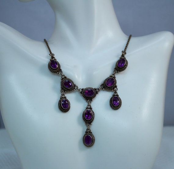 Victorian Inspired 1980's Sterling Faceted Amethyst G… - Gem
