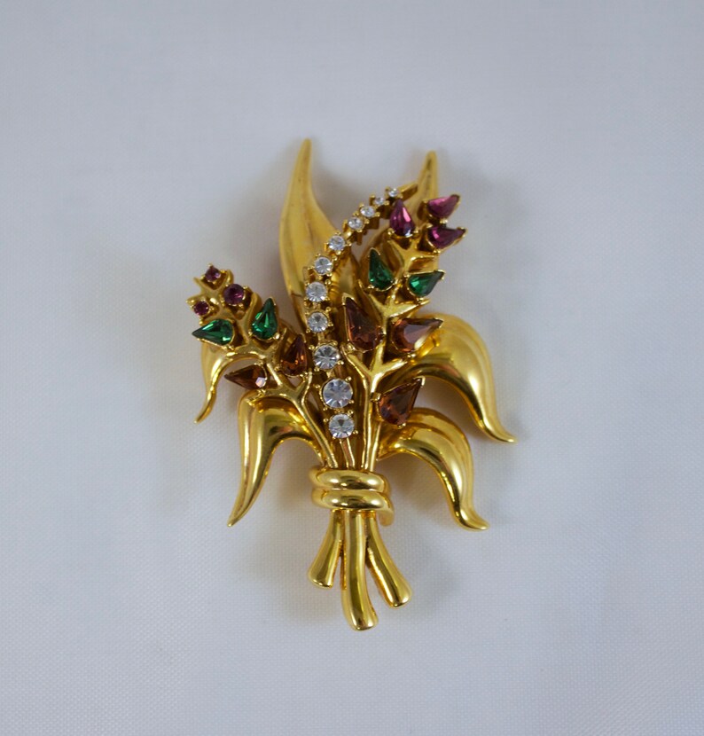 Rare Vintage Carolee Rhinestone Wheat Spray Brooch - Etsy