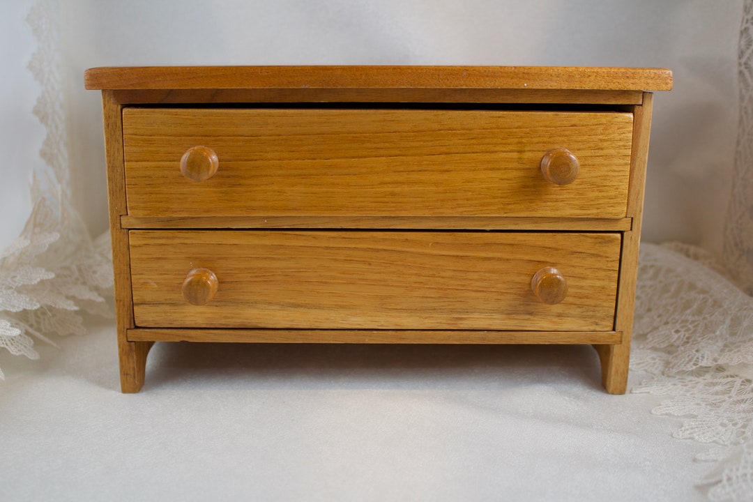 Vintage Handcrafted Shaker Style Wood Jewelry 2 Drawer Chest - Etsy