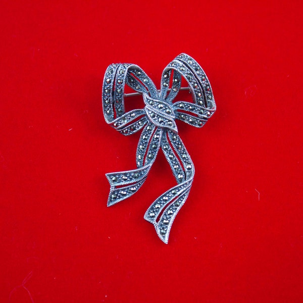Marcasite Bow Brooch - Etsy