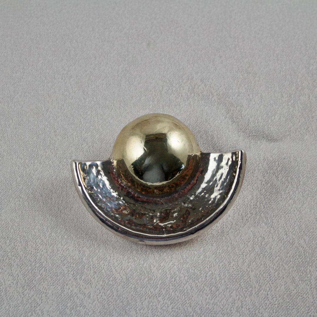Israeli Designer Rachel Gera 925 Sterling Moderist Sun and Moon Brooch ...