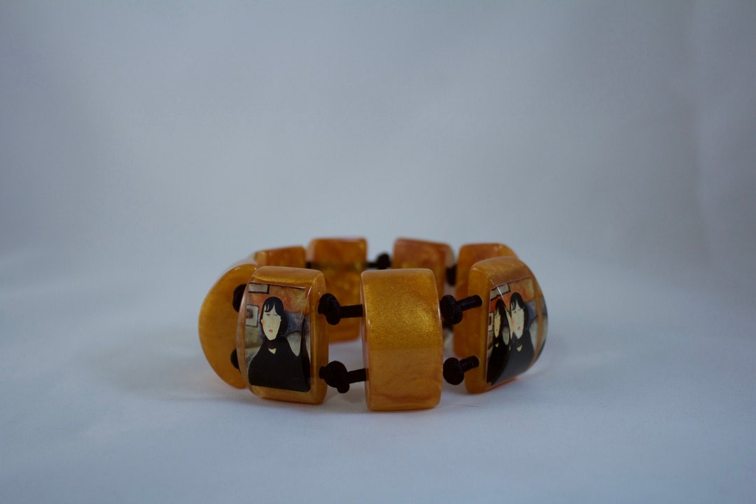 Goth Modern Portrait Wafer Bangle, Stretch Bangle Bracelet - Etsy