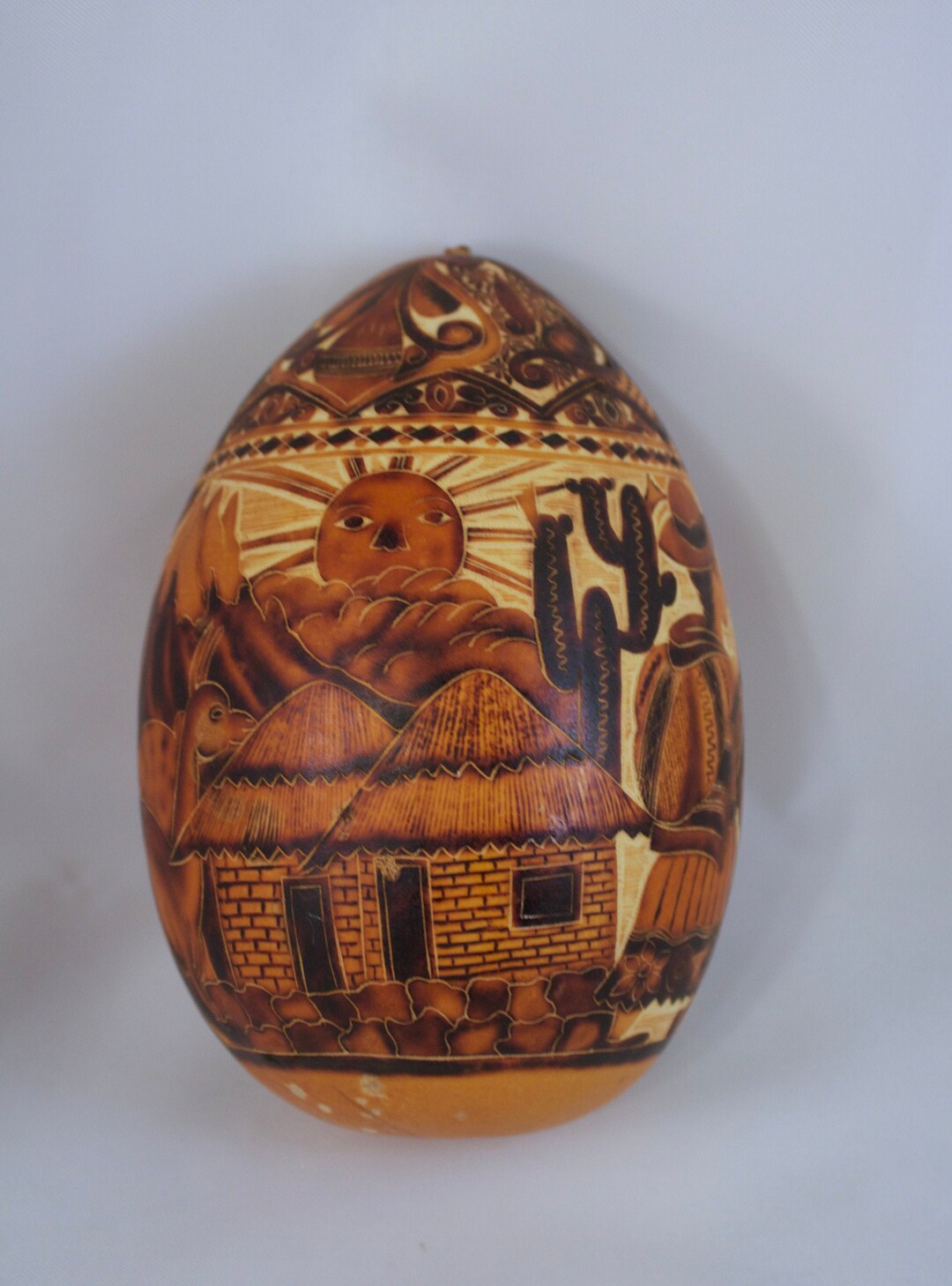 Hand Carved Peruvian Folk Gourd, Museum Quality Carving,story Tellers ...