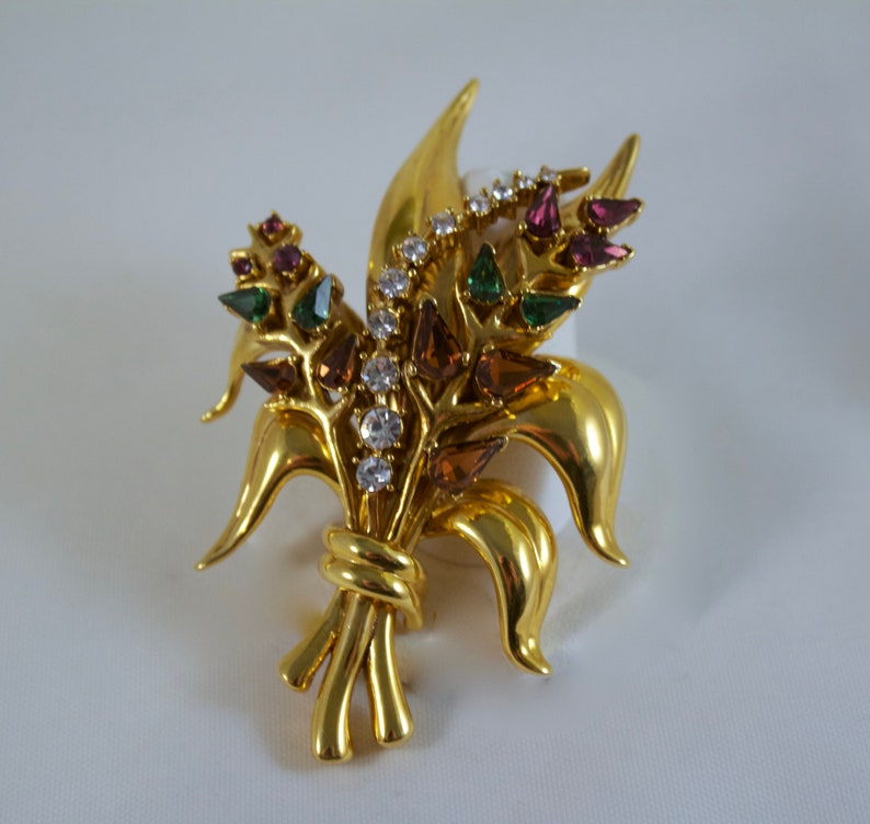Rare Vintage Carolee Rhinestone Wheat Spray Brooch - Etsy