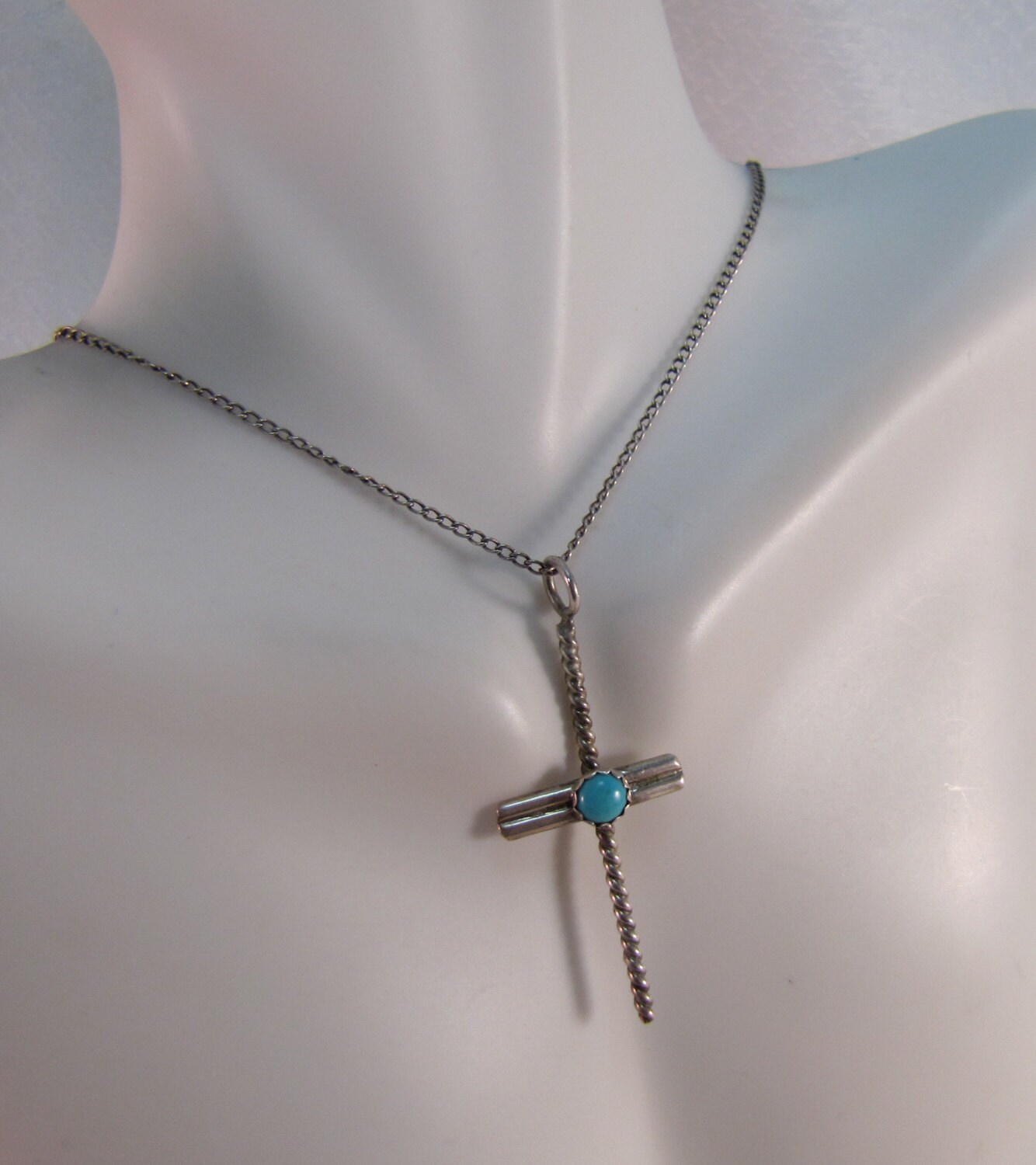 Southwestern Sterling Cross With Turquoise Center | Etsy