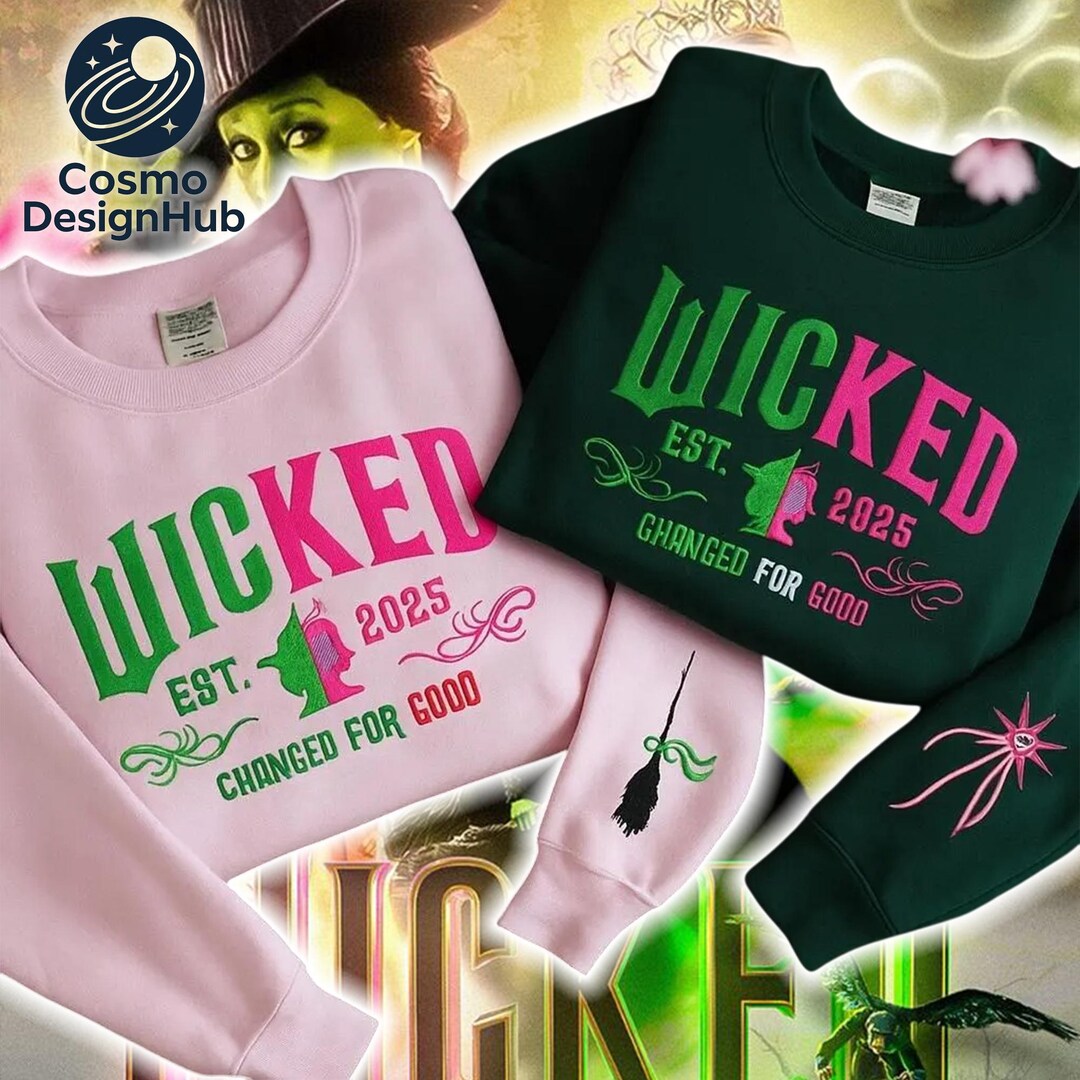 Wicked Movie Inspired Shirt, Elphaba and Glinda Embroidered Sweatshirt ...
