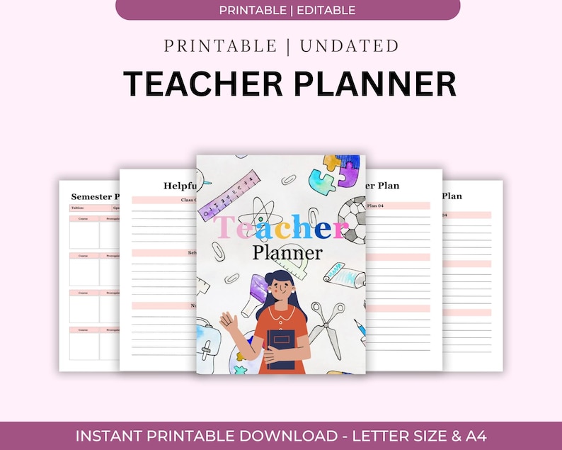 Teacher Planner | Lesson Plan Book & Organizer (editable and Printable ...