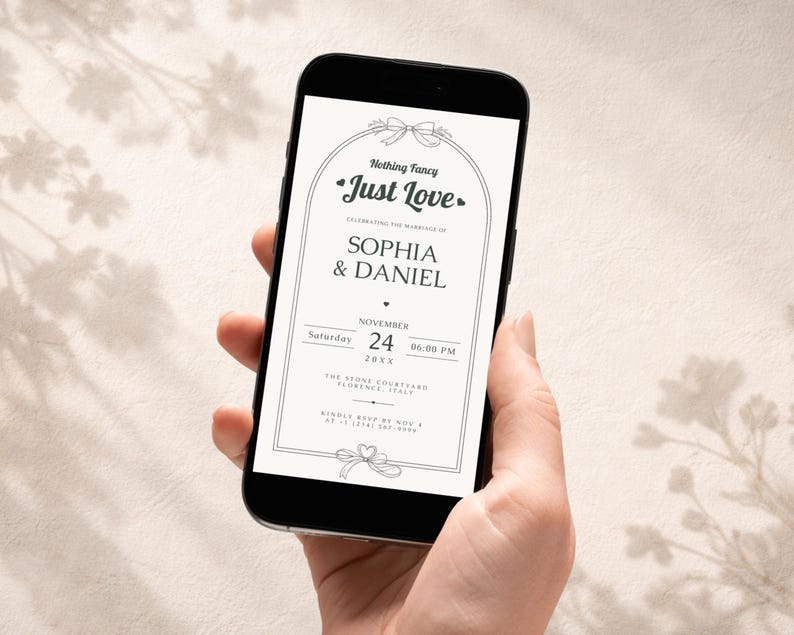 Nothing Fancy Just Love Invitation Template Editable Canva Wedding ...