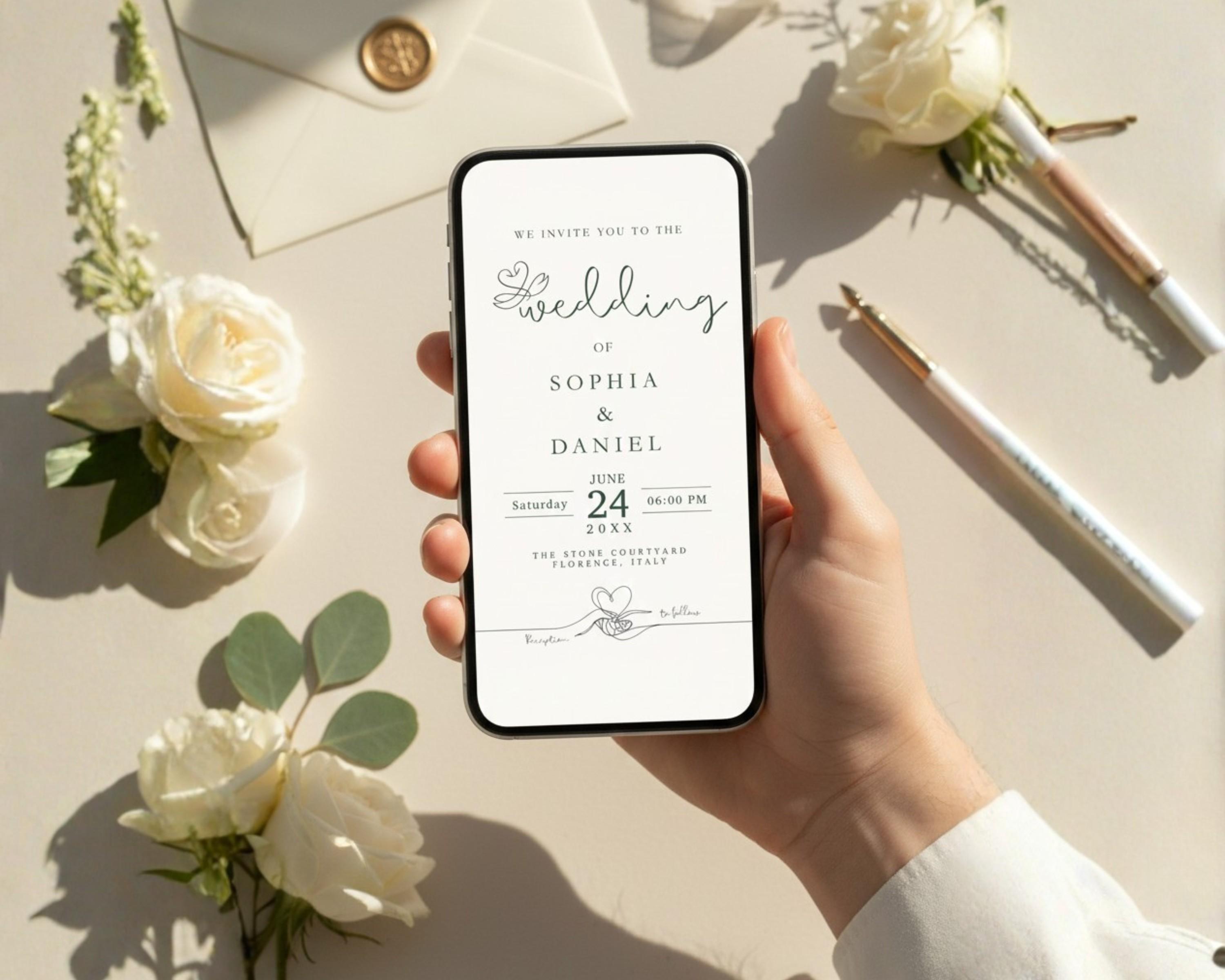 Modern Minimal Electronic Wedding Invitation Template Editable Digital ...