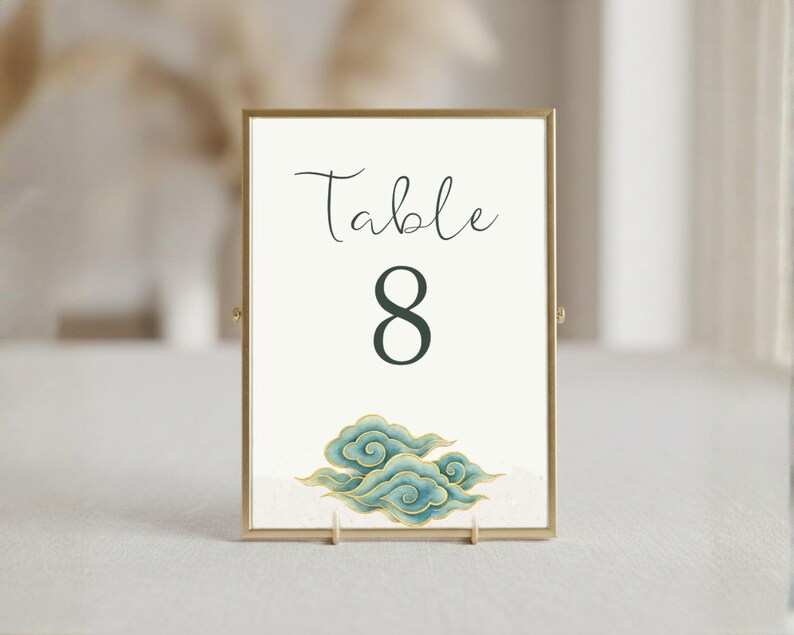 Wedding Table Numbers Template | Elegant Cloud Table Numbers | Editable ...
