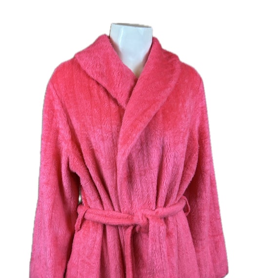 1960s Hot Pink Fuzzy Teddy Bear Robe Long Housecoat L… - Gem