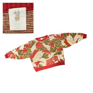 1980s Generra Floral Pop Art Cotton Sweater Fall Colors / Women’s ...