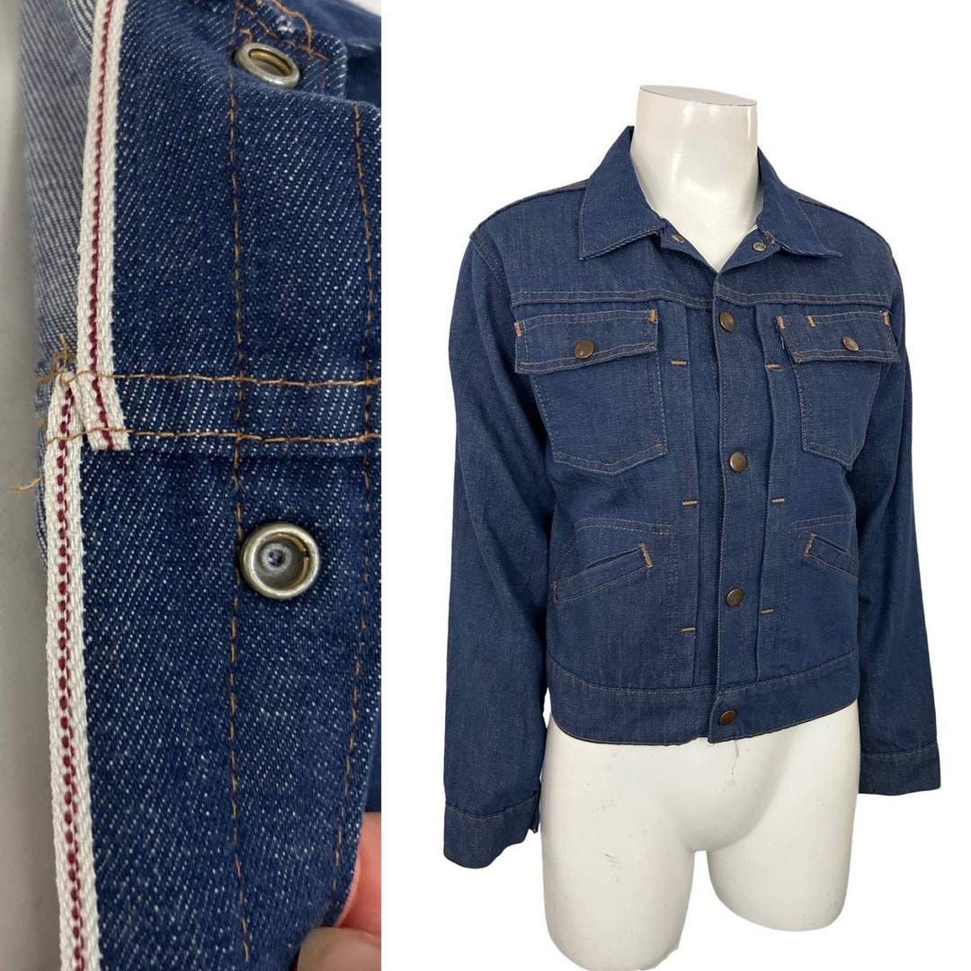 1970s Type 1 Style Selvedge Dark Denim Blue Jean Jacket Snaps / Women’s ...