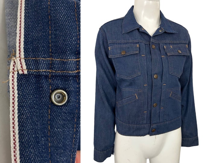 1970s Type 1 Style Selvedge Dark Denim Blue Jean Jacket Snaps / Women’s ...