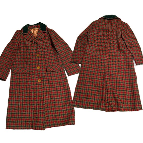 1960s Mod Houndstooth Wool Tweed Crombie Jacket Velve… - Gem