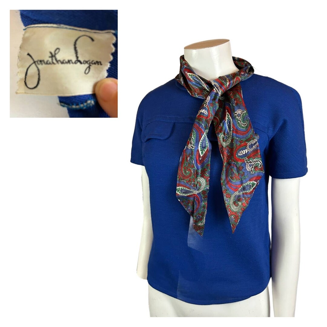 1960s Mod Jonathan Logan Cropped Top Paisley Scarf S/S / Women’s Small ...