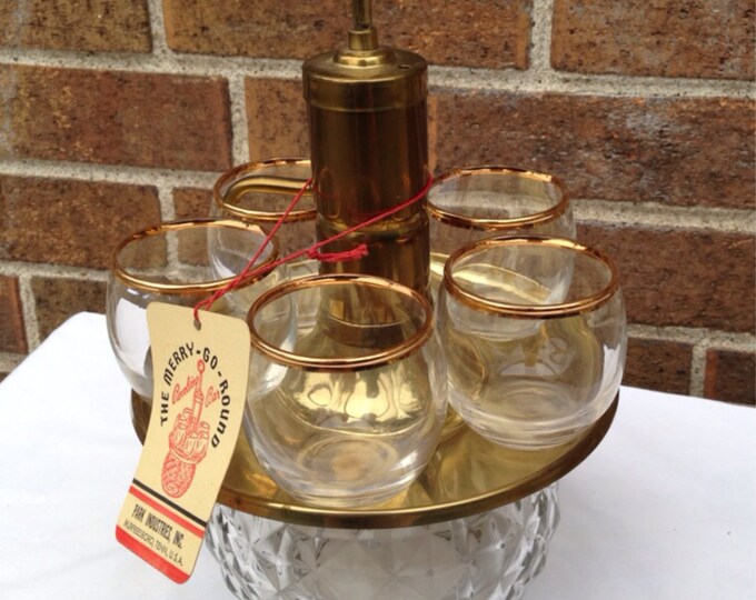 Vintage NOS 1950s 1960s Merry Go Round Revolving Bar Gold Rimmed Roly ...