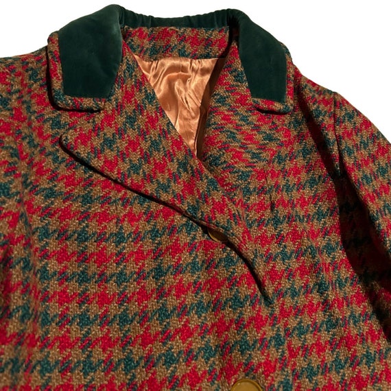 1960s Mod Houndstooth Wool Tweed Crombie Jacket Velve… - Gem