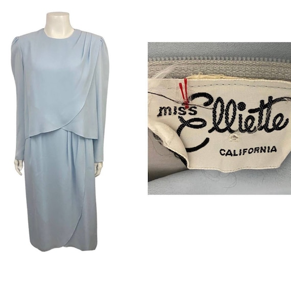 1980s Ice Blue Miss Elliette Dress Mother of Bride Dr… - Gem