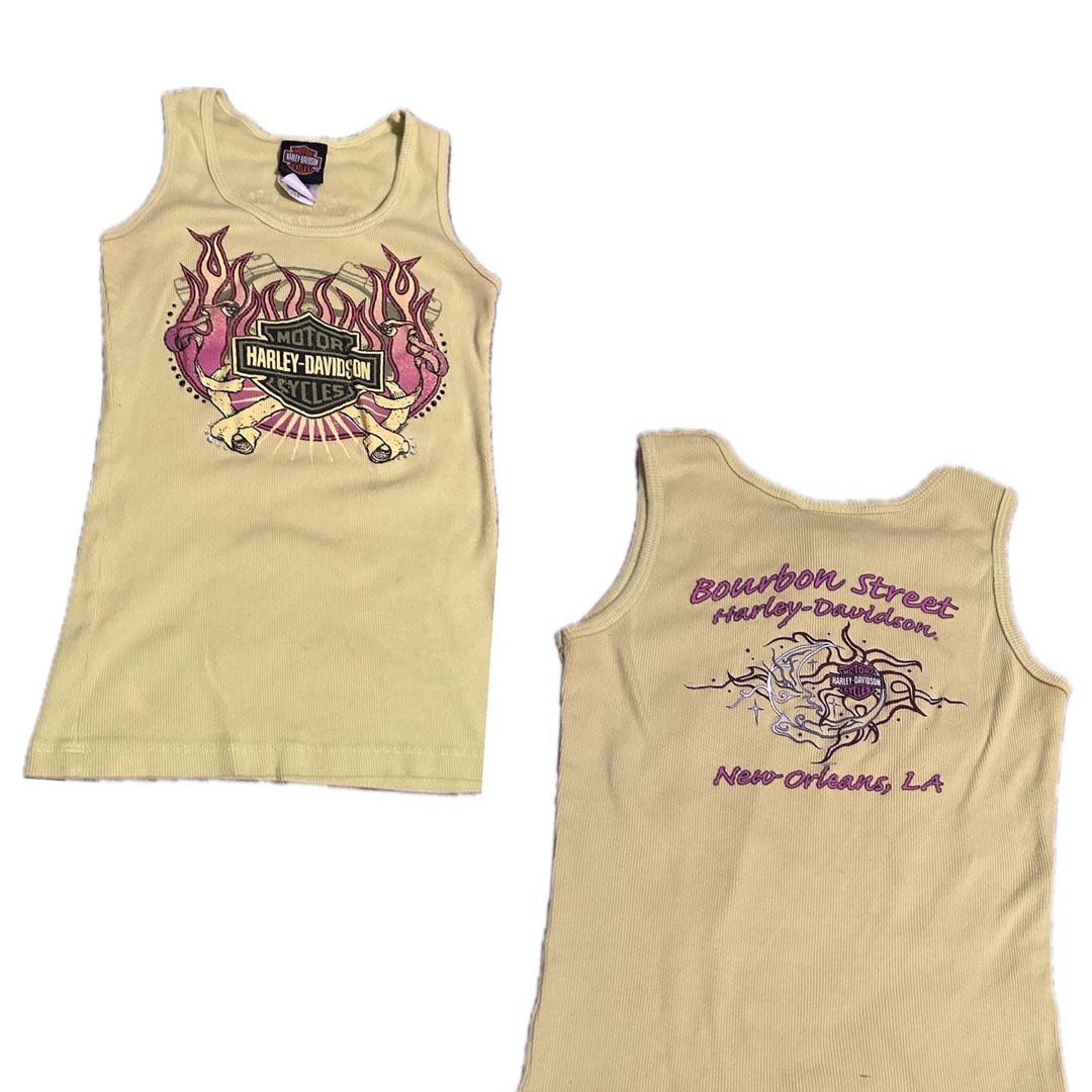 Harley Davidson Cotton Fitted Jeweled Flame Tank Top New Orleans ...