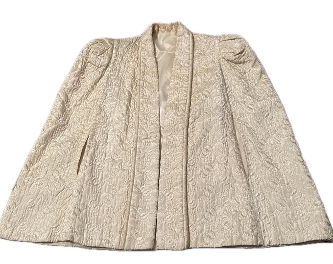 Vintage Cream Brocade Style Embroidered Cape Jacket / XS/S - Etsy
