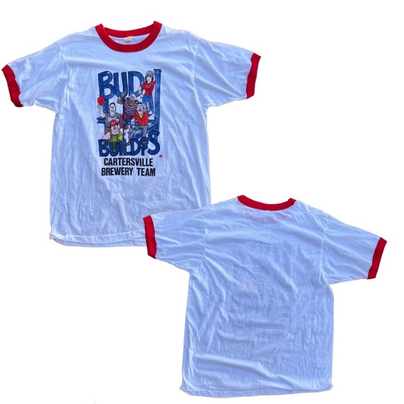 1980s Budweiser Bud Screen Stars Ringer T Shirt Singl… - Gem