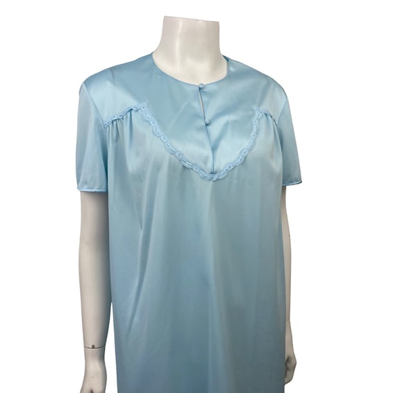 1960s Blue Short Nightgown / Vanity Fair Short Sleeve… - Gem