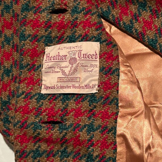 1960s Mod Houndstooth Wool Tweed Crombie Jacket Velve… - Gem