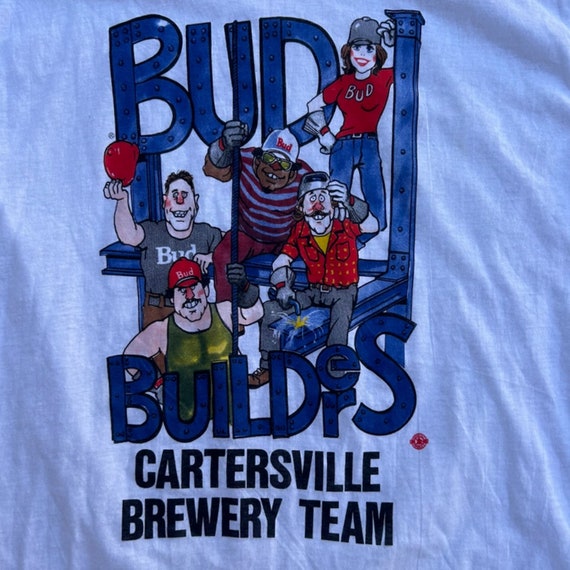 1980s Budweiser Bud Screen Stars Ringer T Shirt Singl… - Gem
