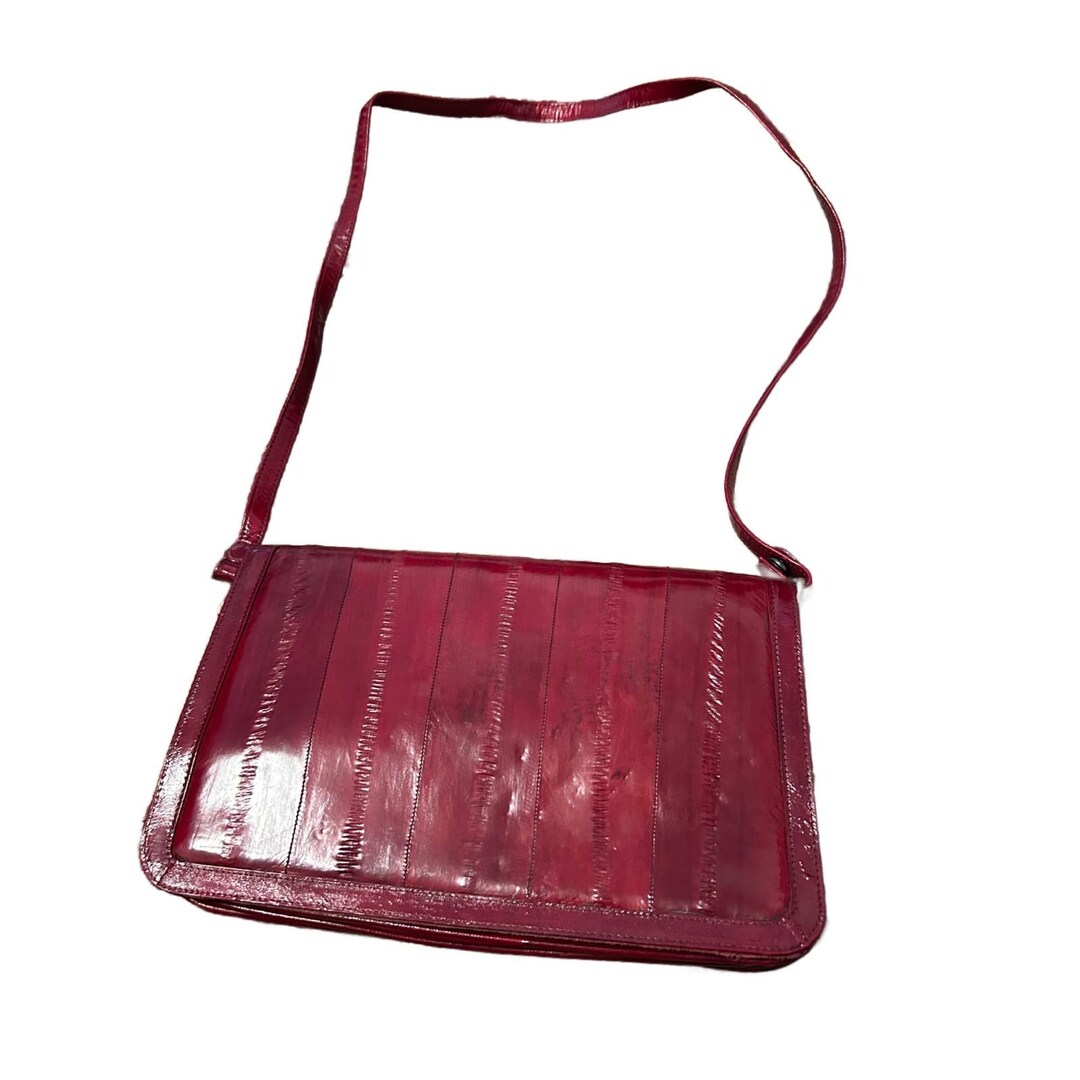 1980s Burgundy Red Eel Skin Purse Shoulder Bag * - Etsy