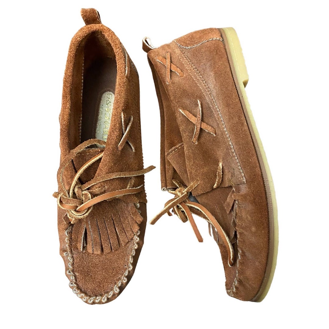1980s Brown Suede Tassel Moccasins Gum Sole Look Unworn / Women’s 7B - Etsy